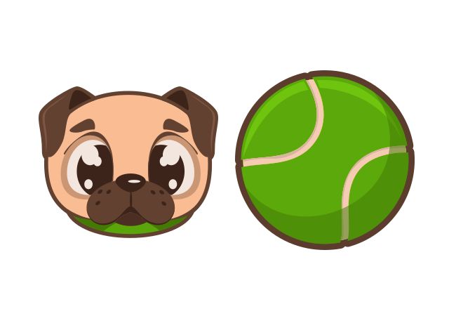 Pug and Tennis Ball custom cursor for Chrome